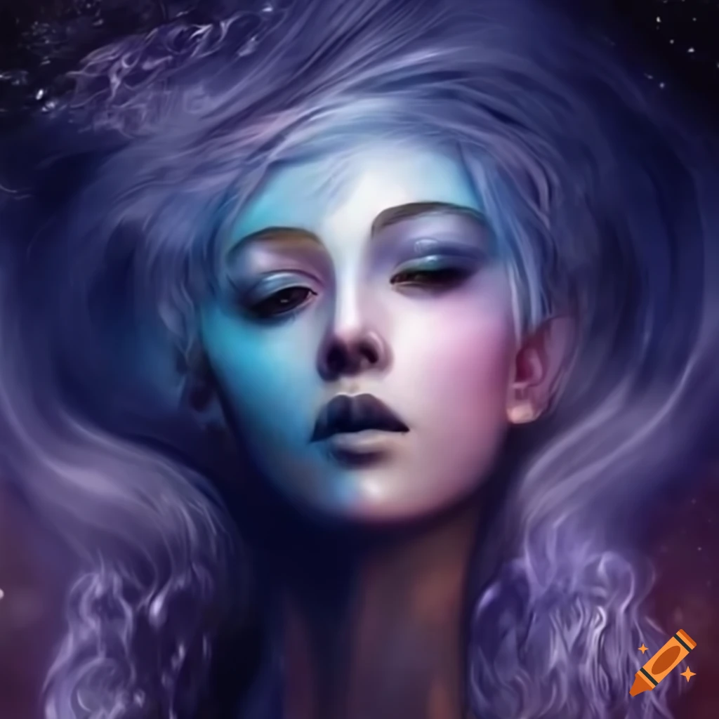 Character Design Of A Silver Haired Goddess In The Astral Plane On Craiyon