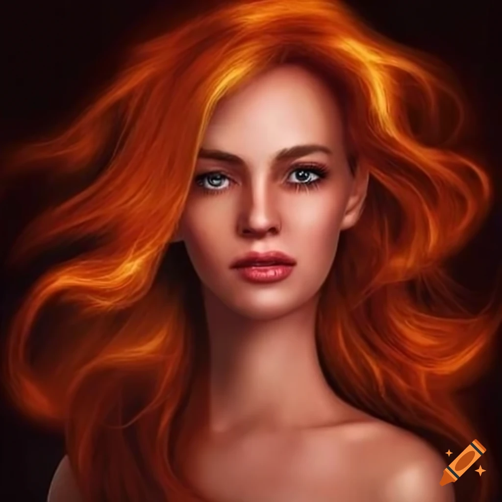 Woman with fiery red hair on Craiyon