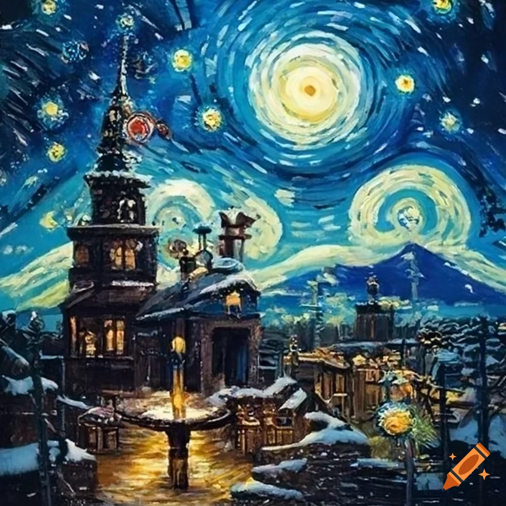 Steampunk winter scene inspired by norman rockwell on Craiyon