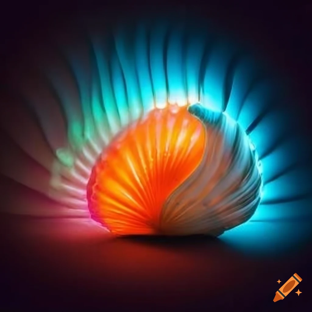 Fantasy artwork of a glowing three-layered shell on Craiyon