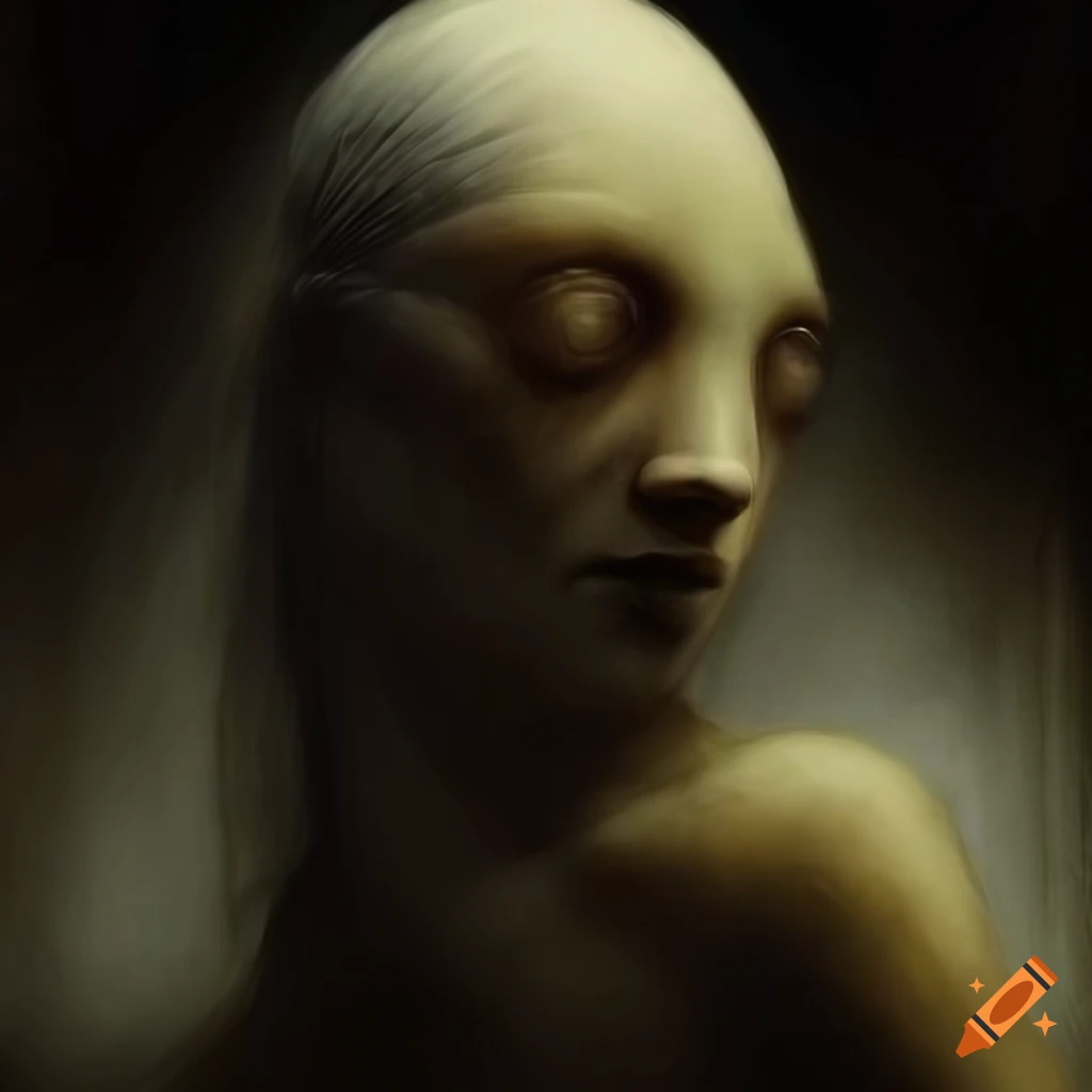 Evocative portrait of a pale marble creature on Craiyon