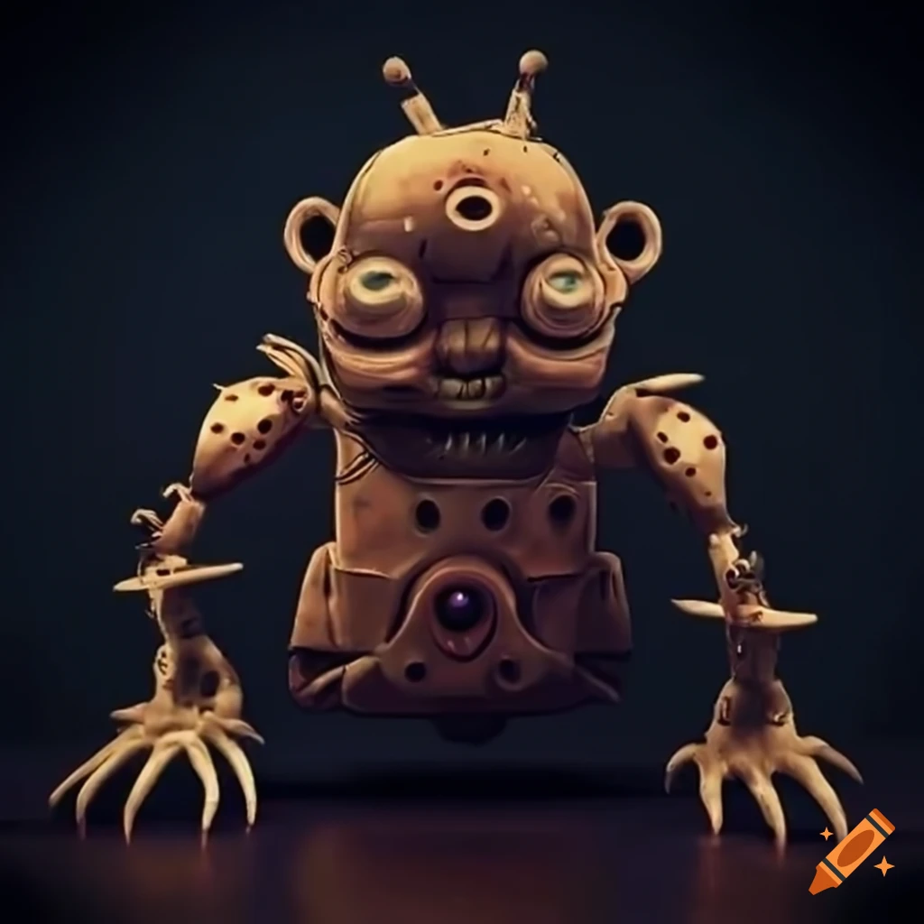 Depiction of mischievous robot creatures on Craiyon