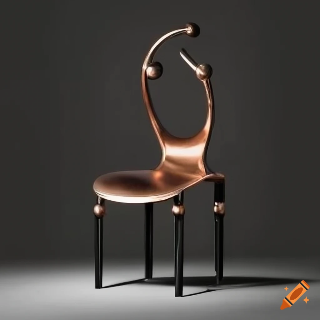 Copper chair with spheres and black tubes on Craiyon