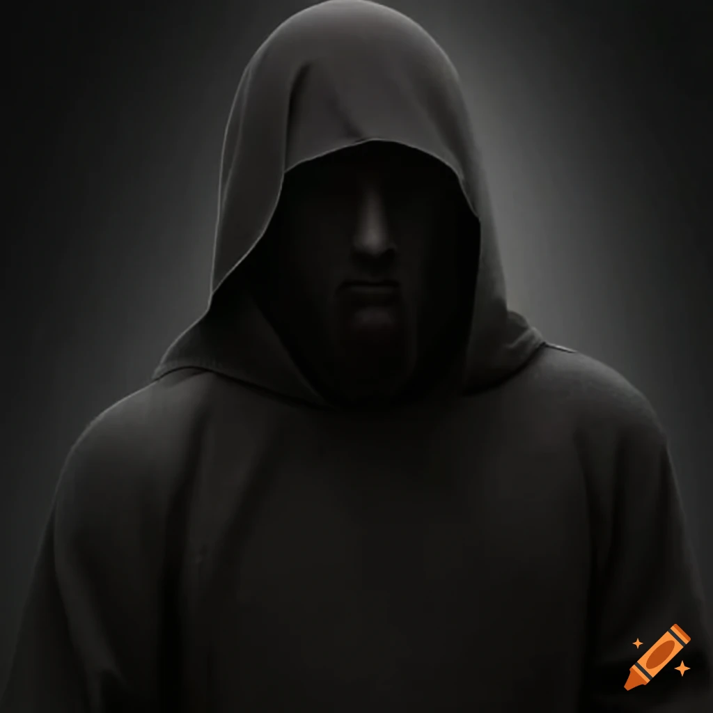 Image of a hooded and masked man in contemplation on Craiyon