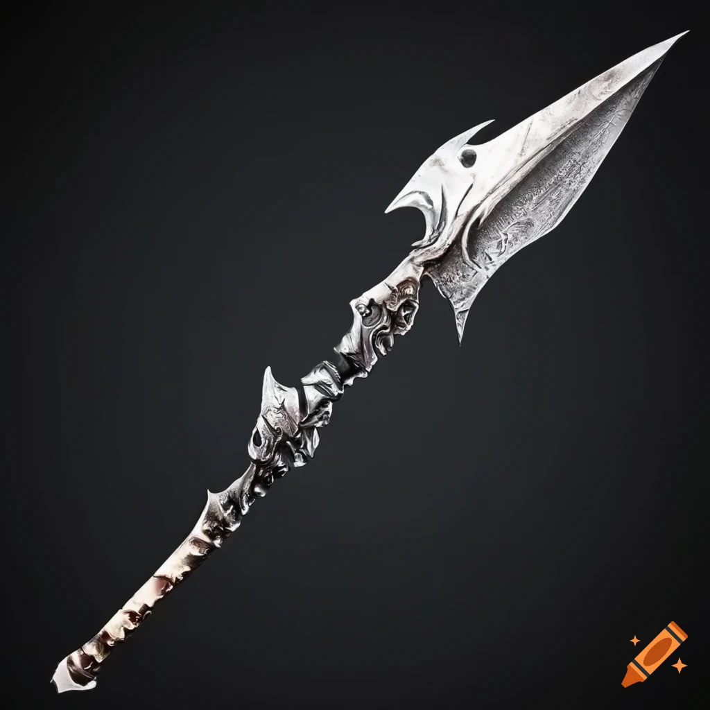 Black obsidian halberd with a demons heart on Craiyon