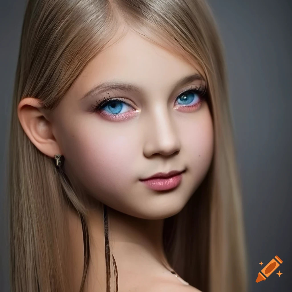 Portrait of a beautiful girl with big eyes on Craiyon