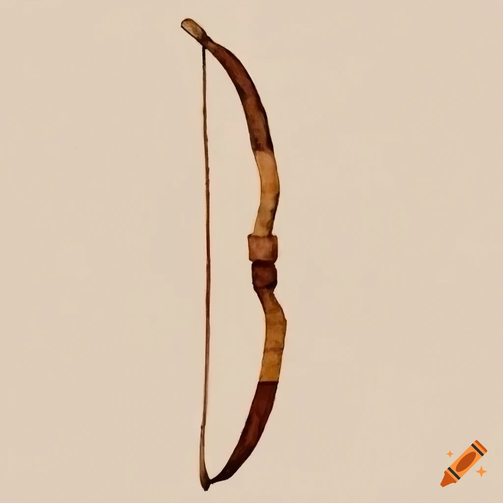 Watercolor painting of a wooden bow on Craiyon