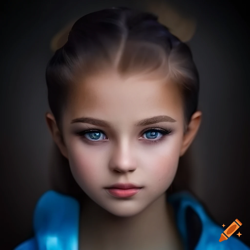 Photorealistic portrait of a Russian tween with beautiful eyes on Craiyon