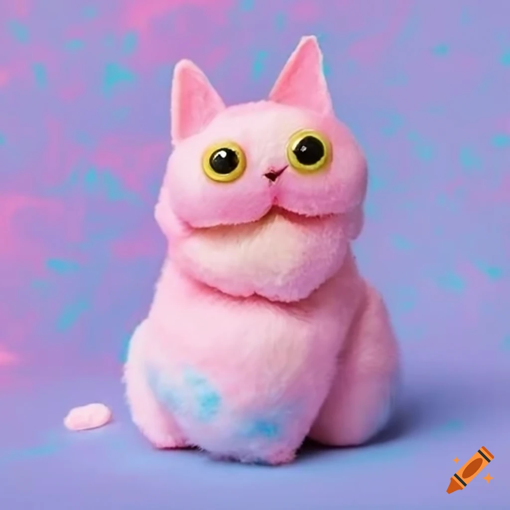 Cotton candy cat sculpture on Craiyon