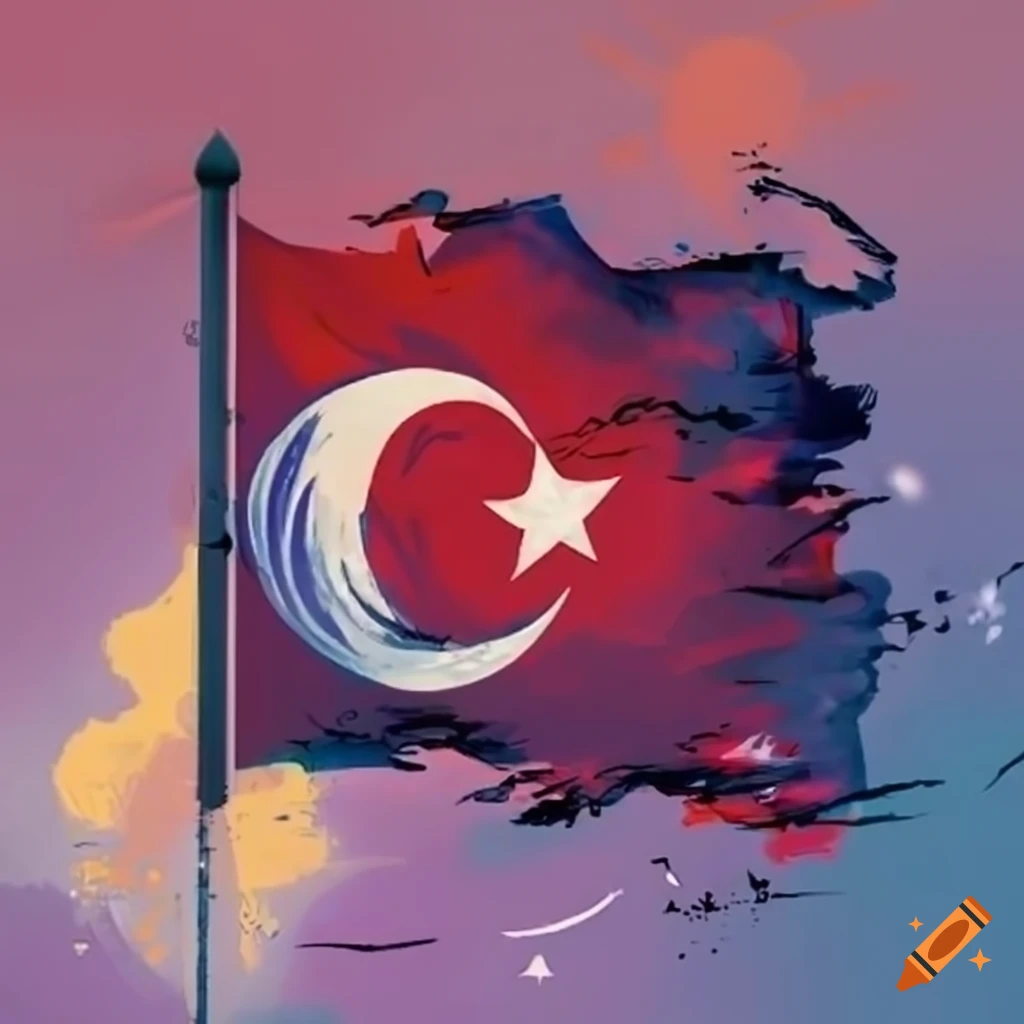Turkish death company flag with moon and star