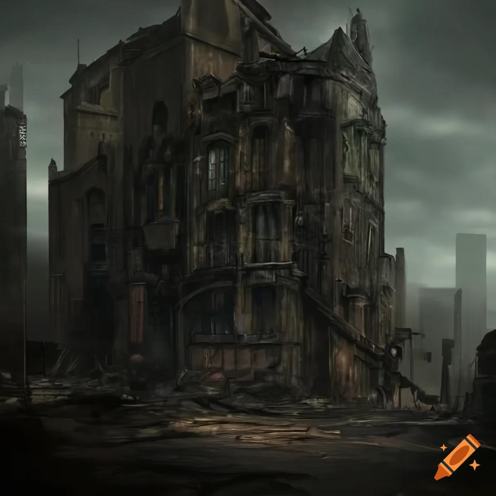 Digital art of a realistic post-apocalyptic cityscape on Craiyon