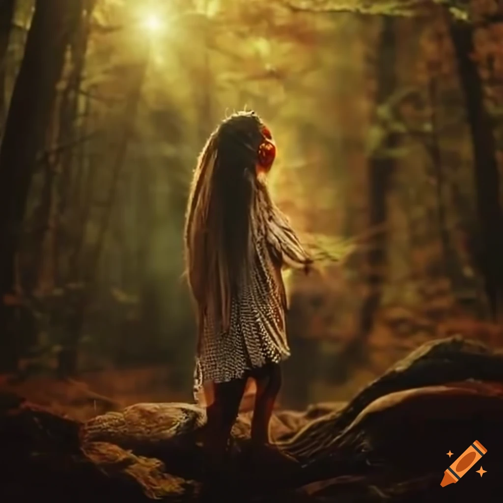 Interlude with native american chanting in the forest on Craiyon