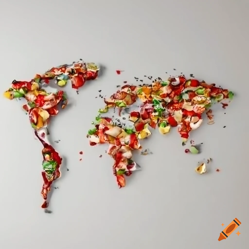 World map with food triangles on Craiyon