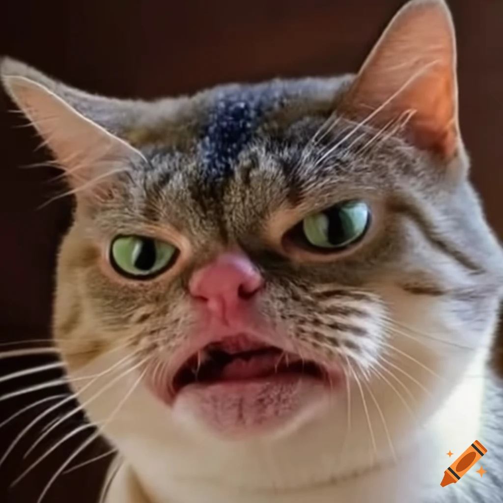 Funny cat meme with a sign on Craiyon