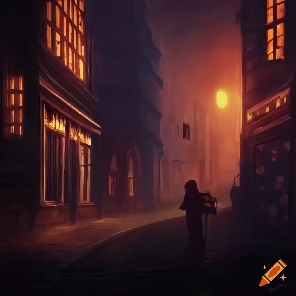 Detailed artwork of a Victorian neighborhood with neon lights on Craiyon