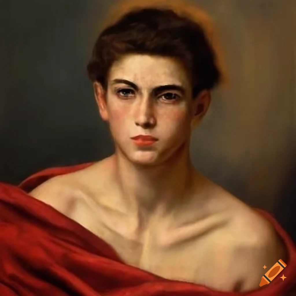 Detailed oil painting of a confident and powerful male god on Craiyon