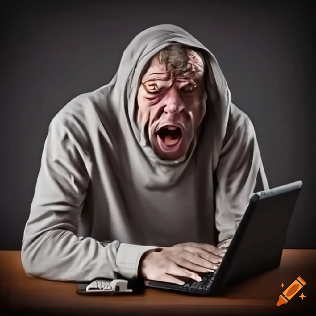 Homeless man using a computer on Craiyon