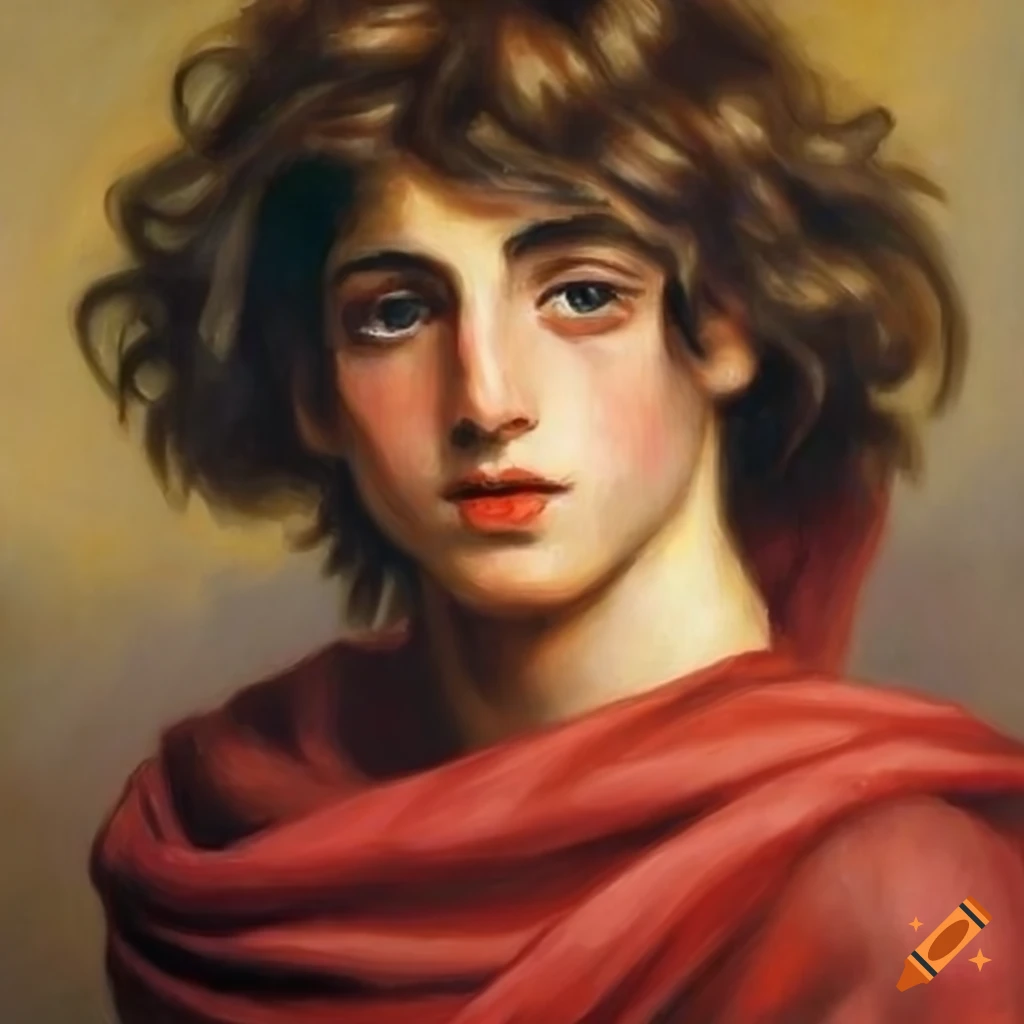 Oil painting of a confident and powerful male god on Craiyon