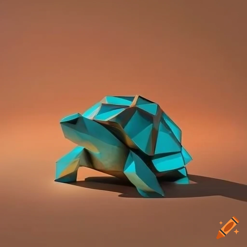 Metallic sculpture of a tortoise in mediterranean nature on Craiyon