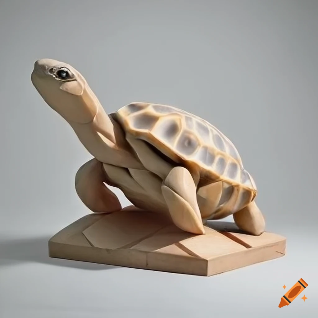 Geometric marble sculpture of tortoise on Craiyon
