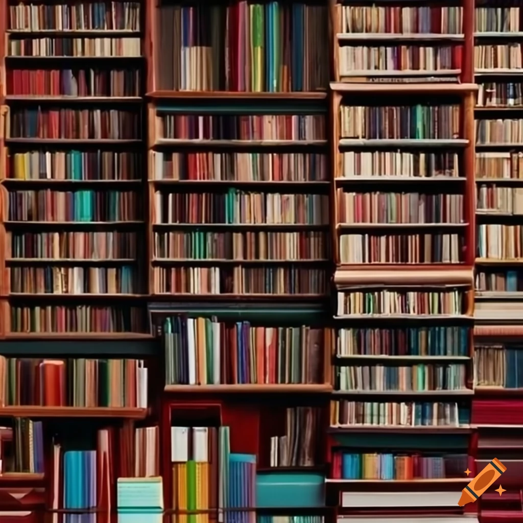 Colorful library filled with books on Craiyon