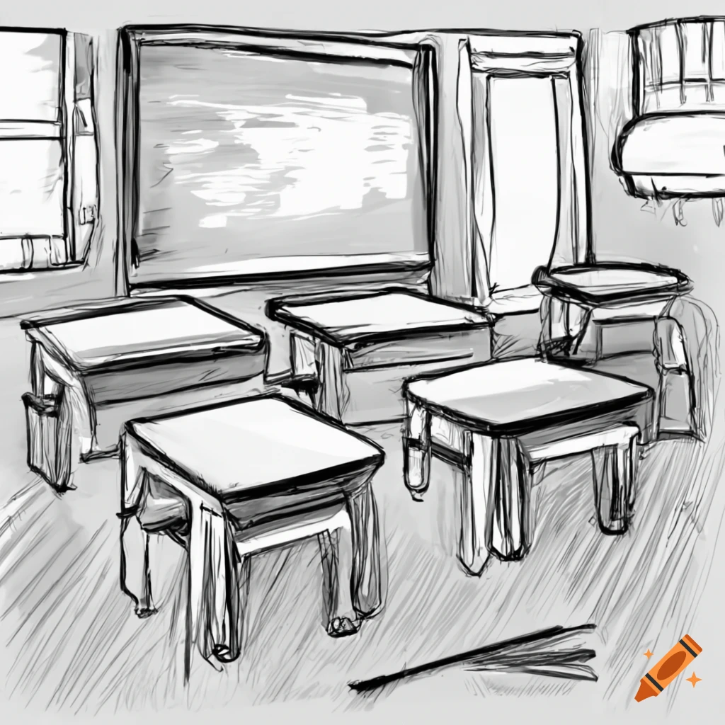 Classroom Cartoon Black And White