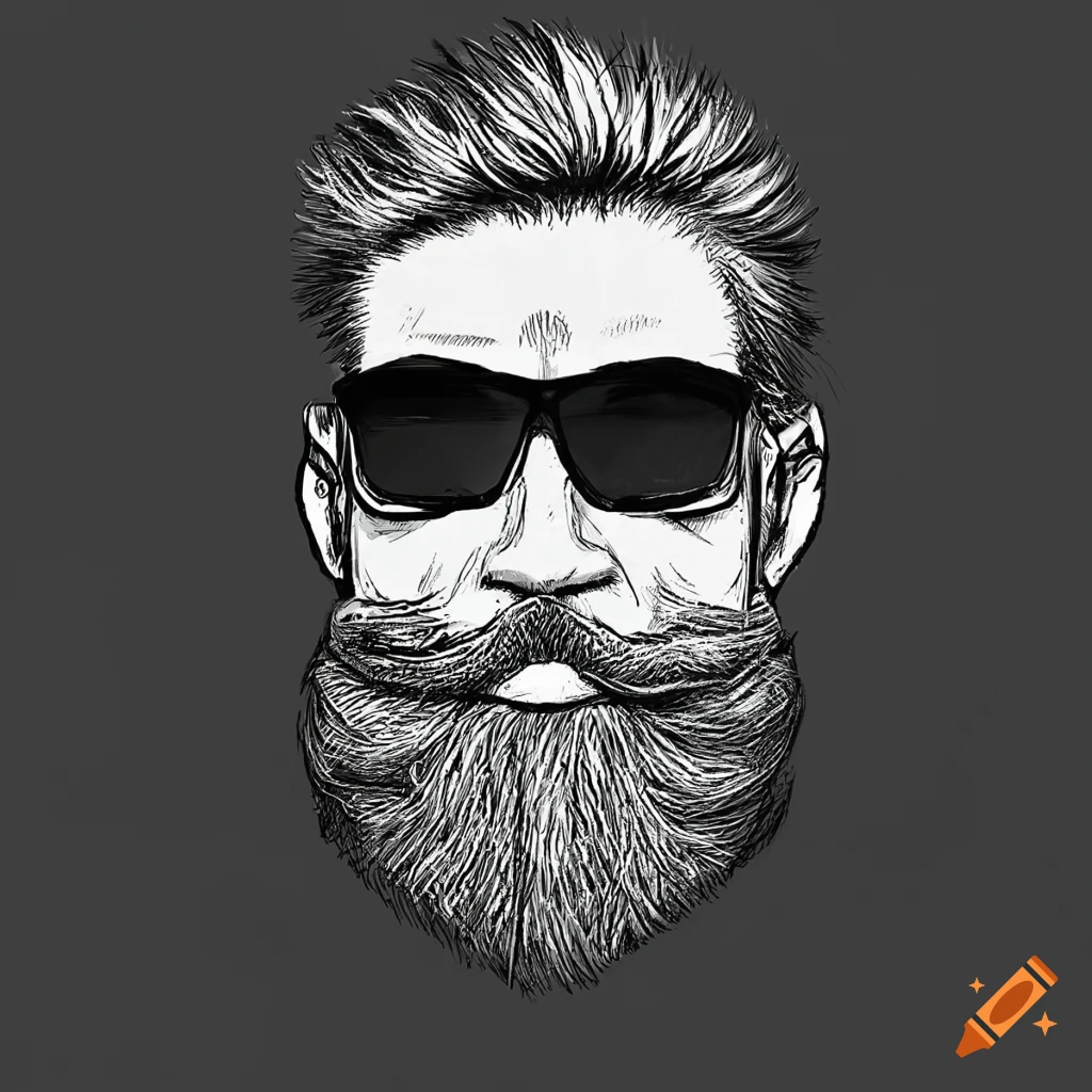 Detailed Illustration Of A Bearded Man Wearing Sunglasses On Craiyon