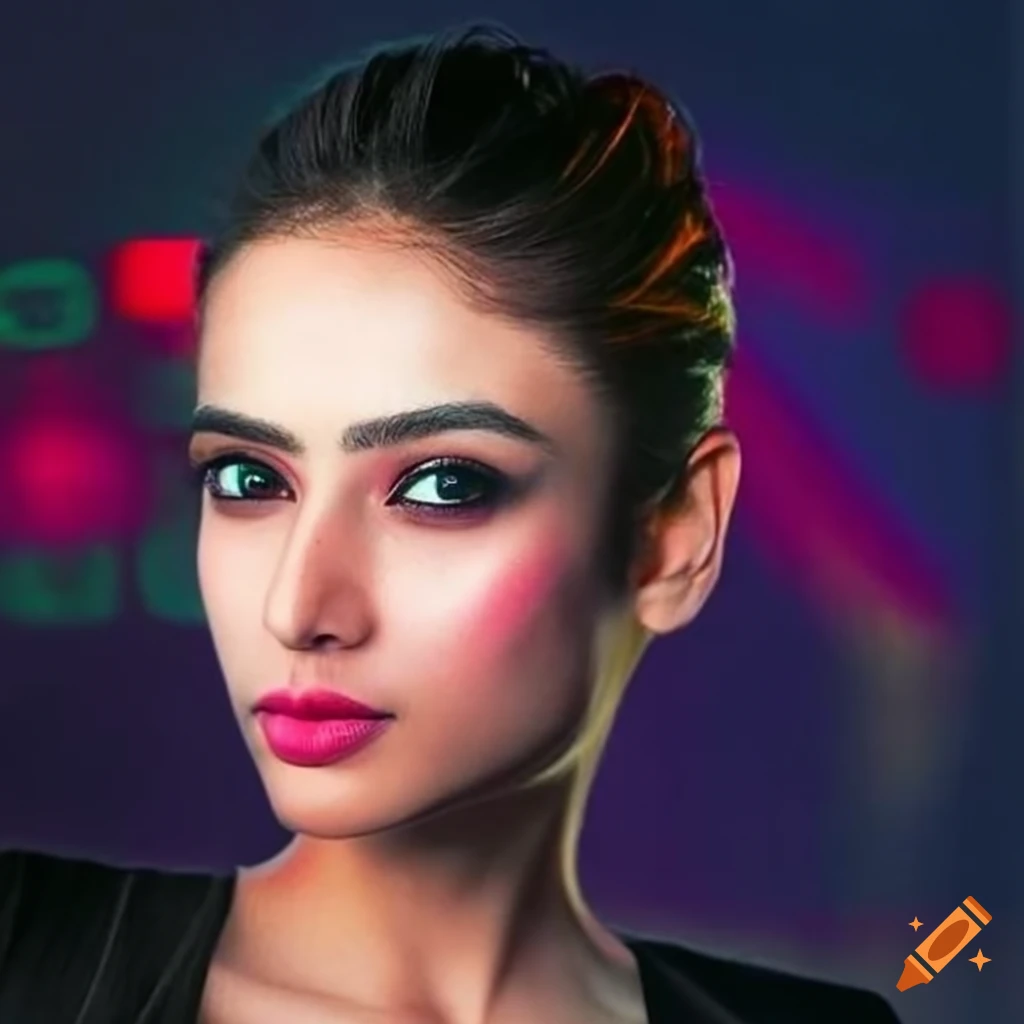 Closeup portrait of a stunning Indian supermodel on Craiyon