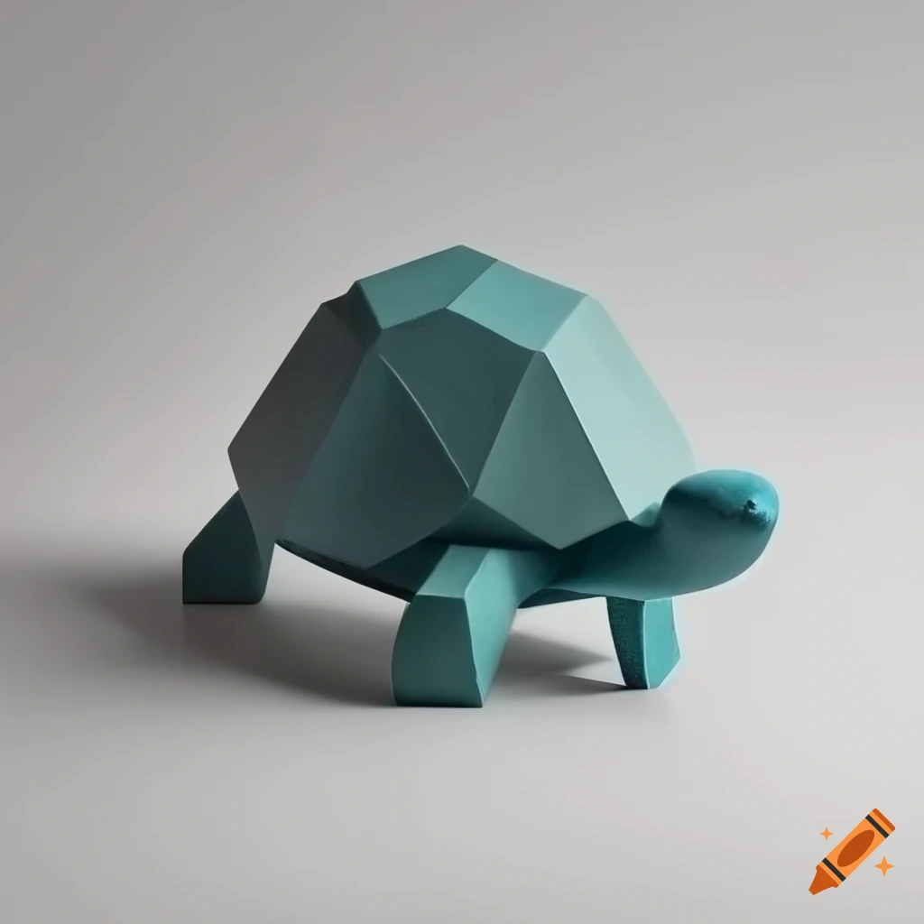 Minimalistic geometric sculpture of a Hermann turtle on Craiyon