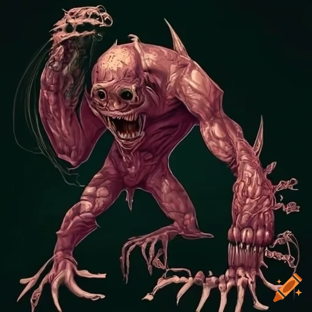 Artwork of a multi-armed monster with claws on Craiyon