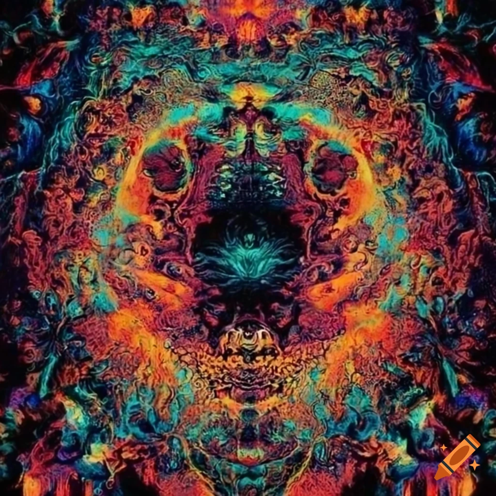 Intricate surreal artwork inspired by 1970s album covers on Craiyon