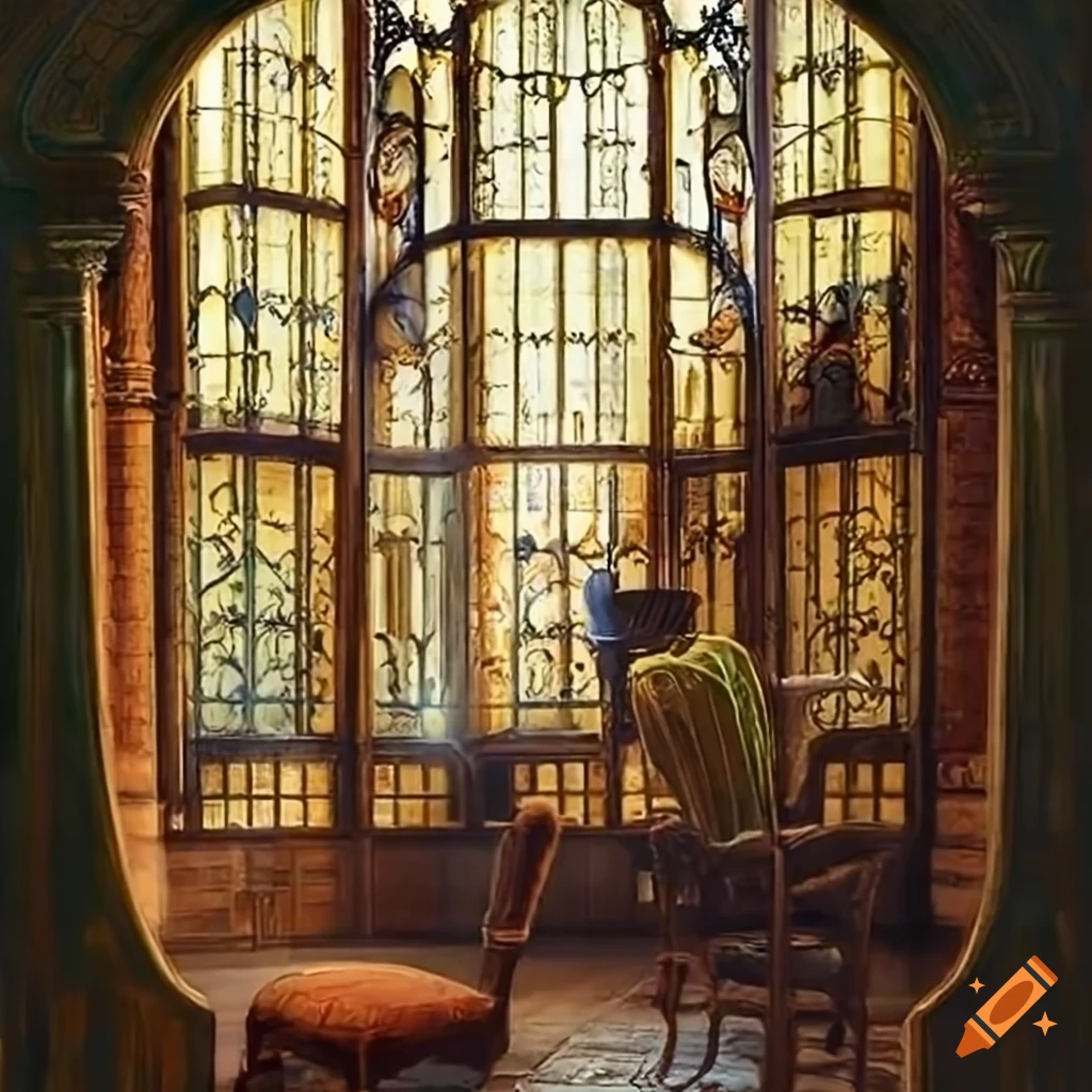 Art nouveau castle on Craiyon