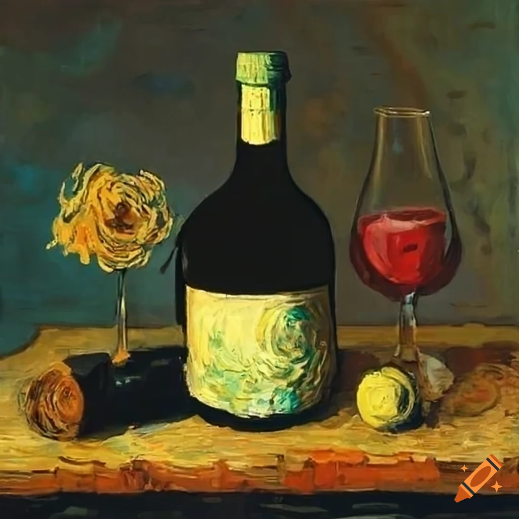 Painting of wine bottles by vincent van gogh on Craiyon