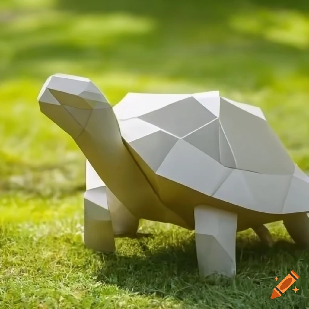 Marble sculpture of a geometric turtle in nature on Craiyon