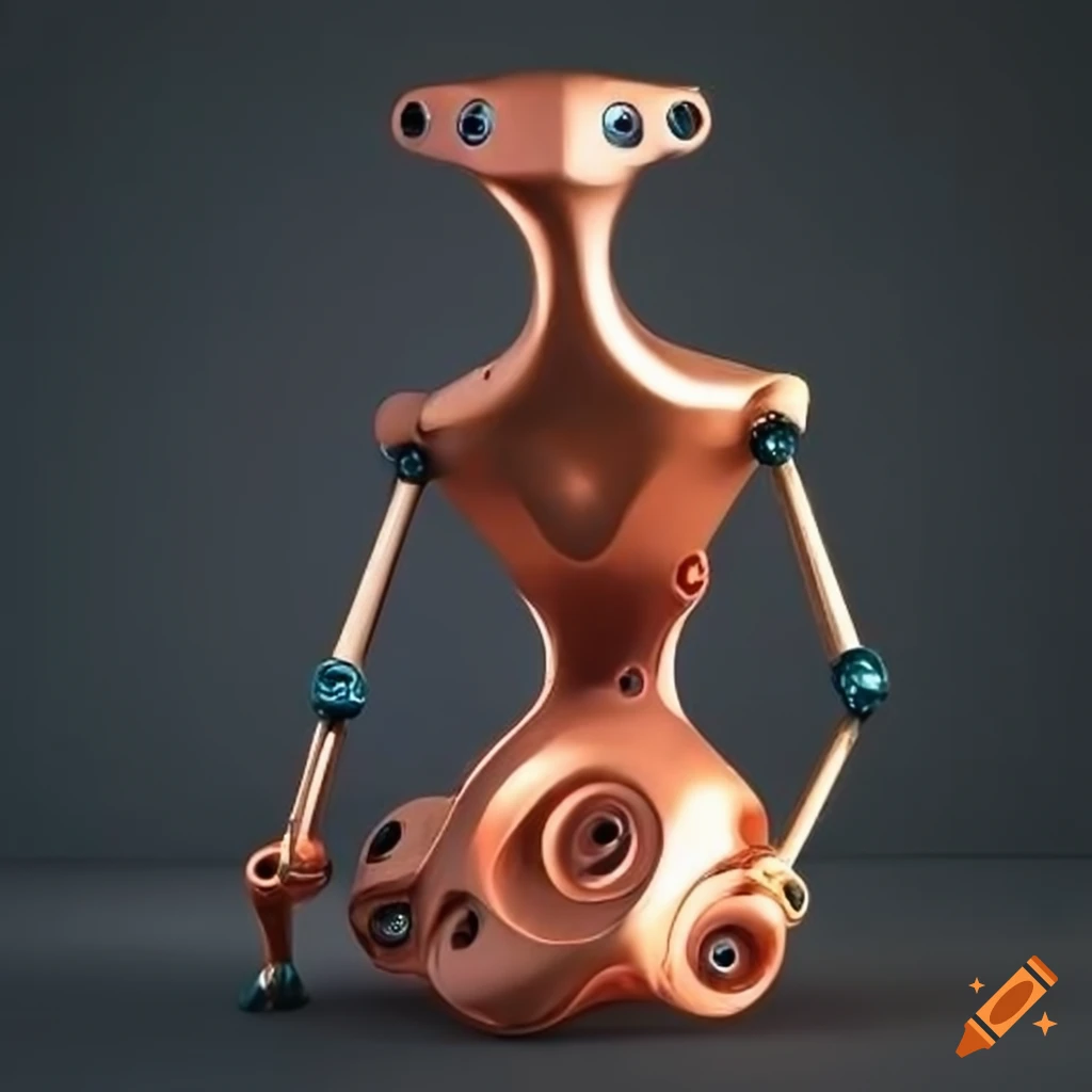 Copper and brass biomorphic robots sculpture on Craiyon
