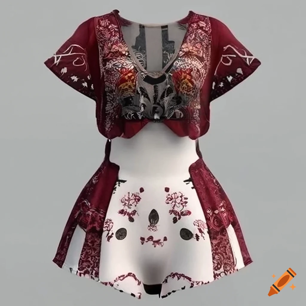 Intricate ghost-style playsuit in 3d rendering on Craiyon