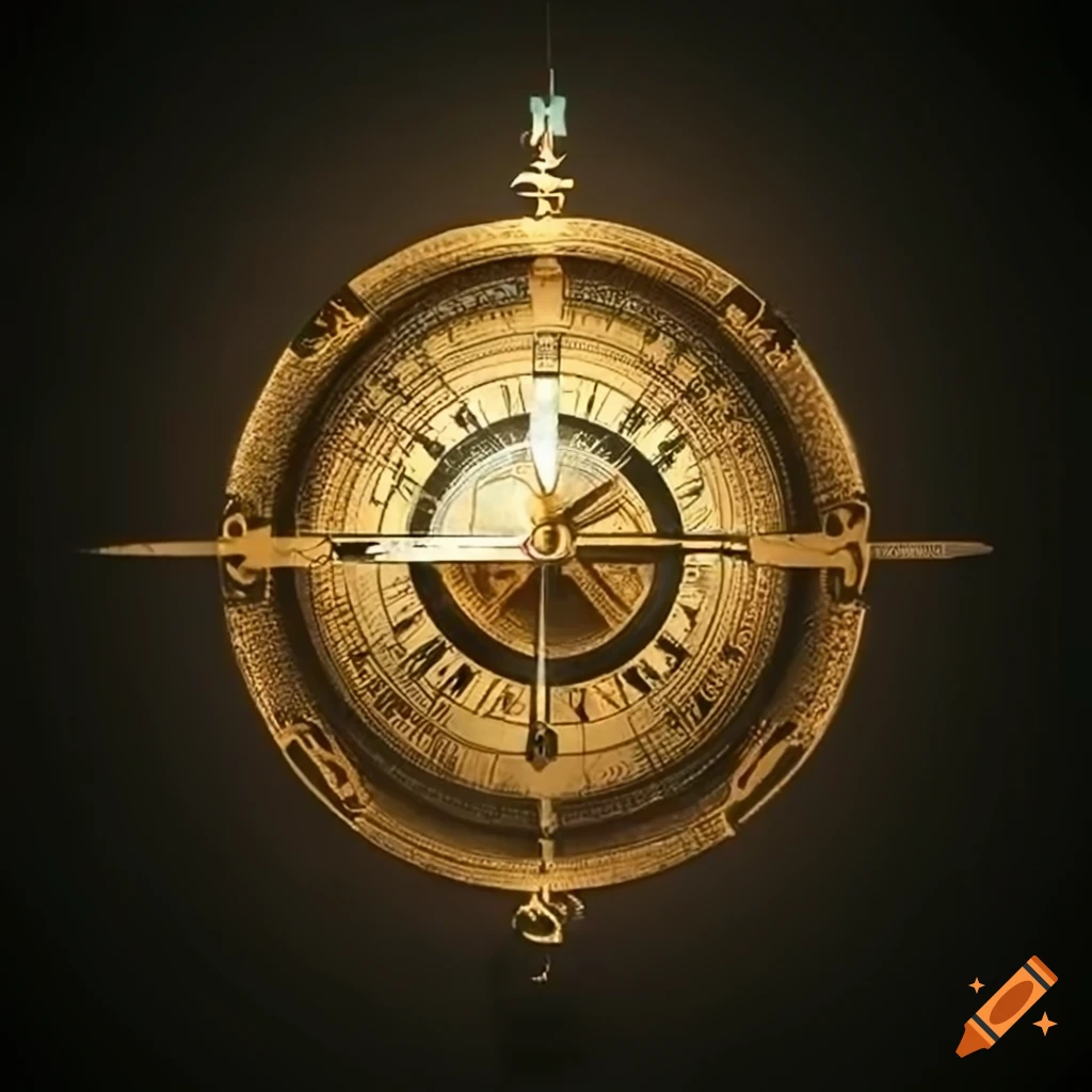 Intricately designed golden compass for geoguessr winners on Craiyon