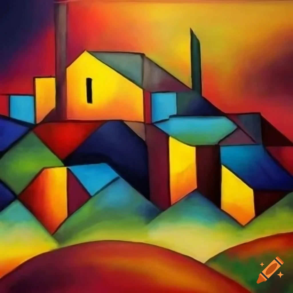 Cubist landscape artwork on Craiyon