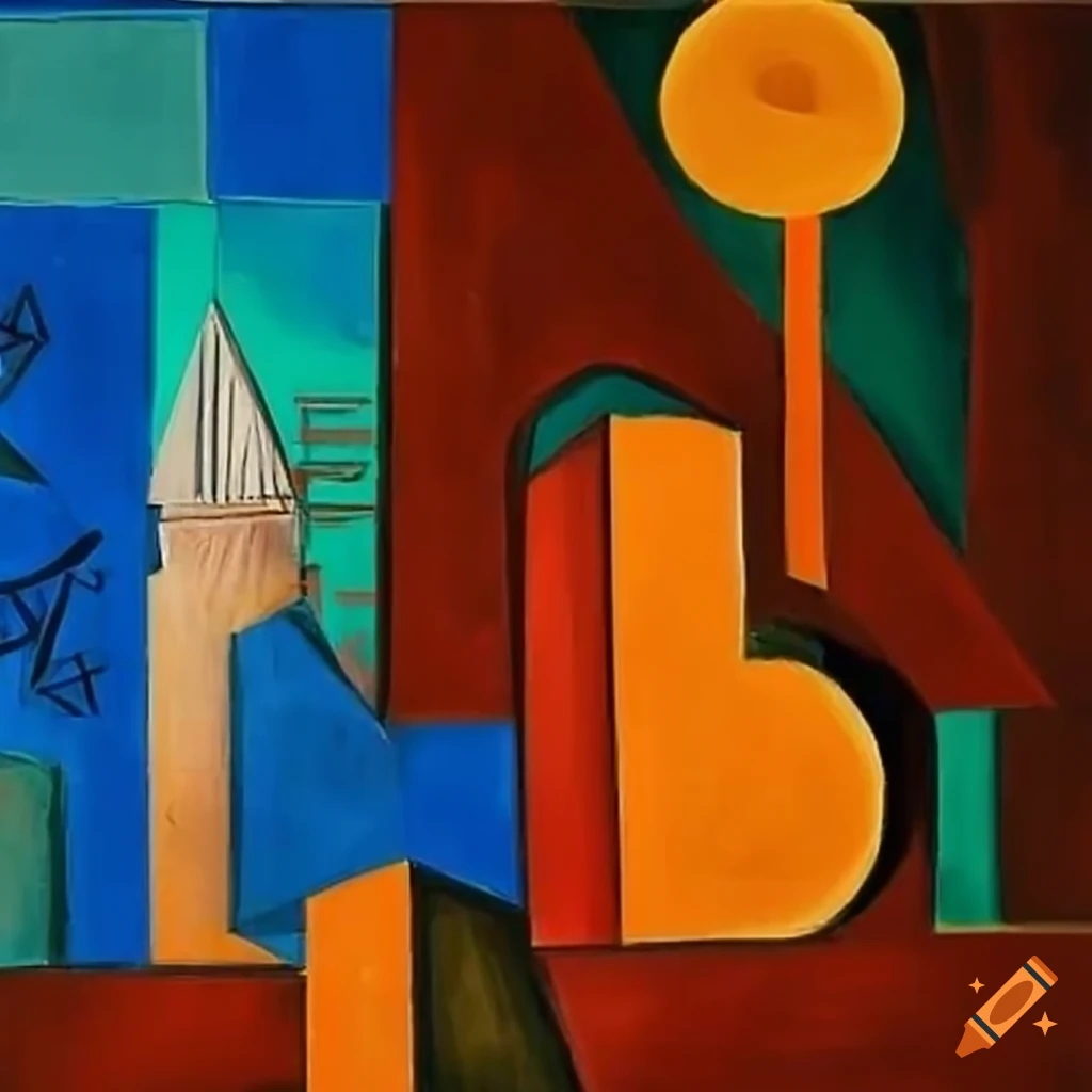 Pablo picasso's geometric city artwork on Craiyon