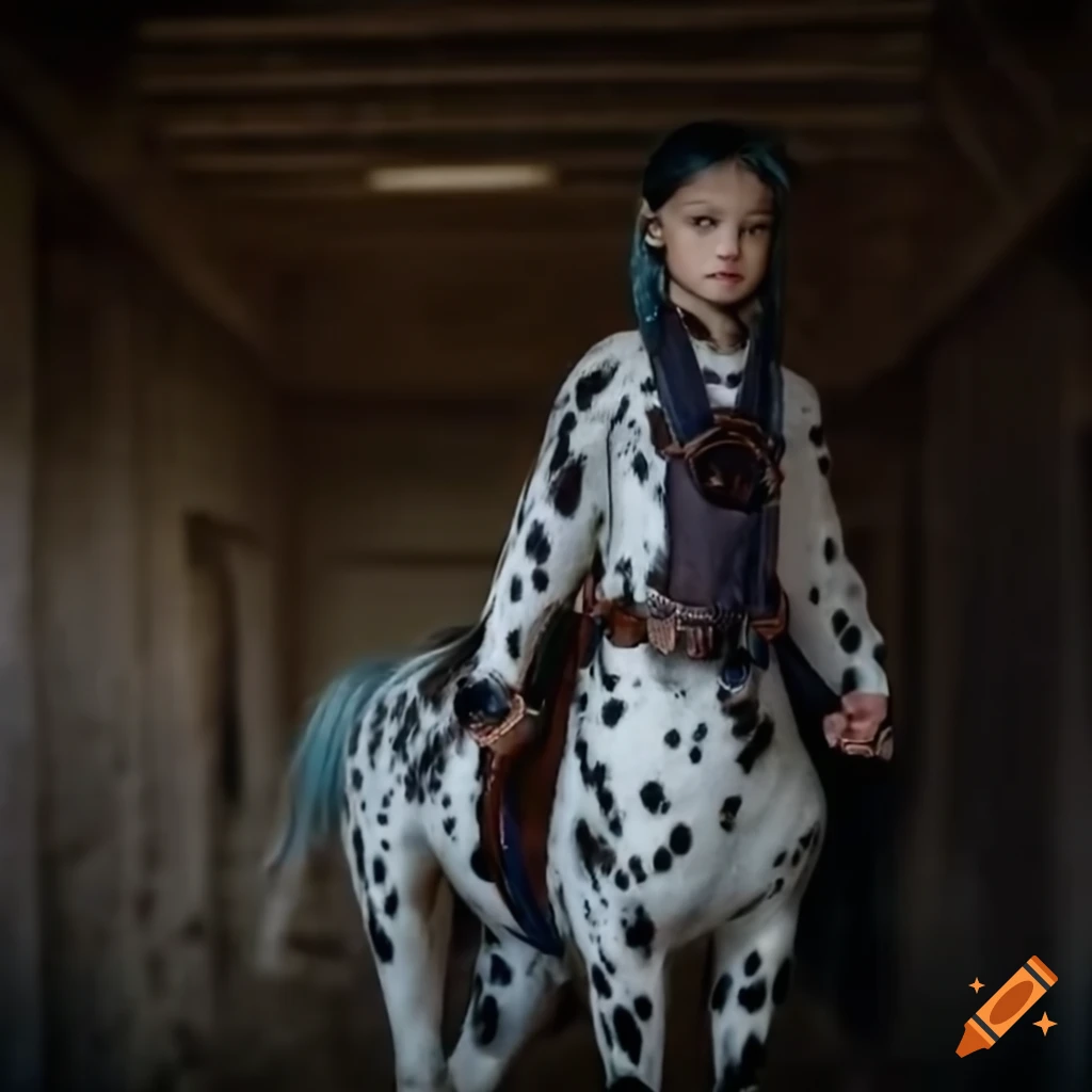 Cinematic photograph of a child centaur in a stable on Craiyon