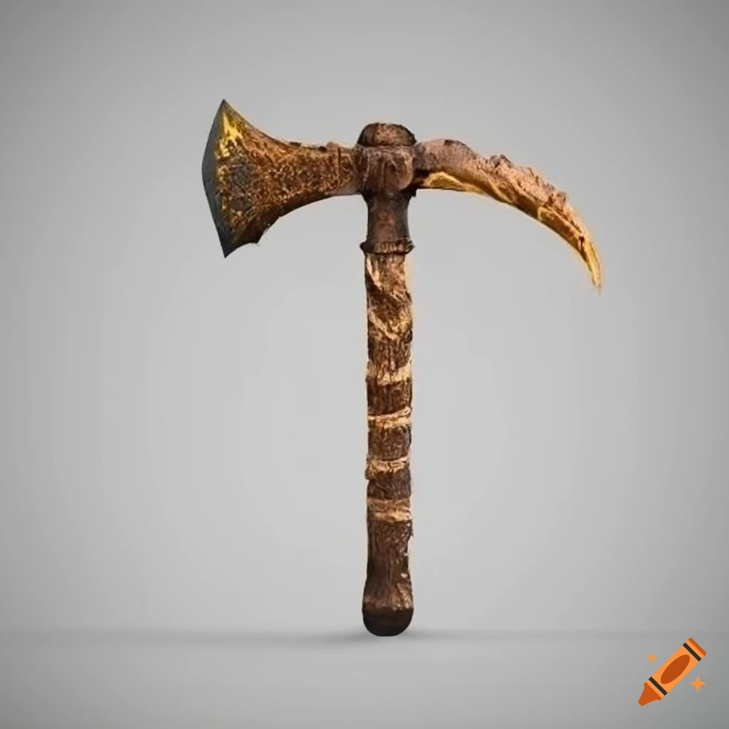 Spring-themed wooden pickaxe on white background on Craiyon