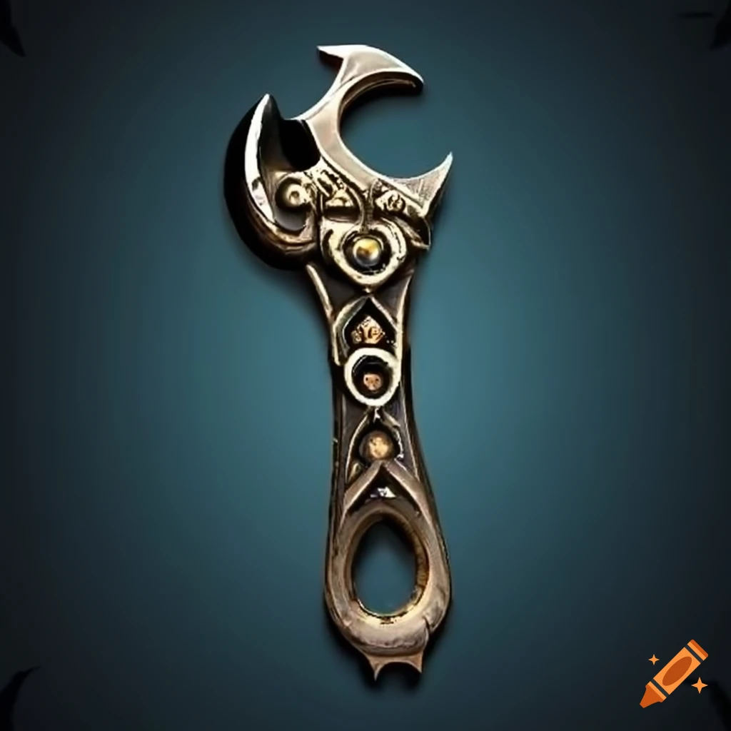 Ornate wrench for a video game on Craiyon