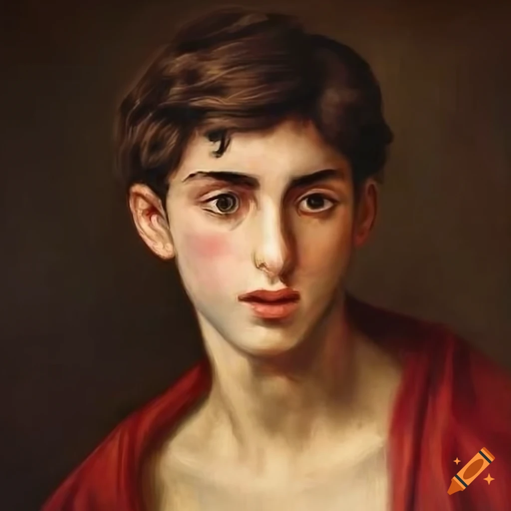 Oil painting of a confident and powerful male god on Craiyon
