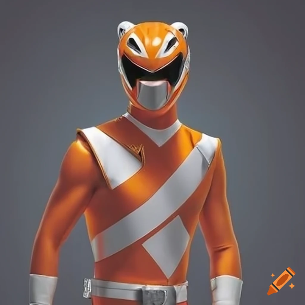 Image of a bear dressed as the orange power ranger on Craiyon