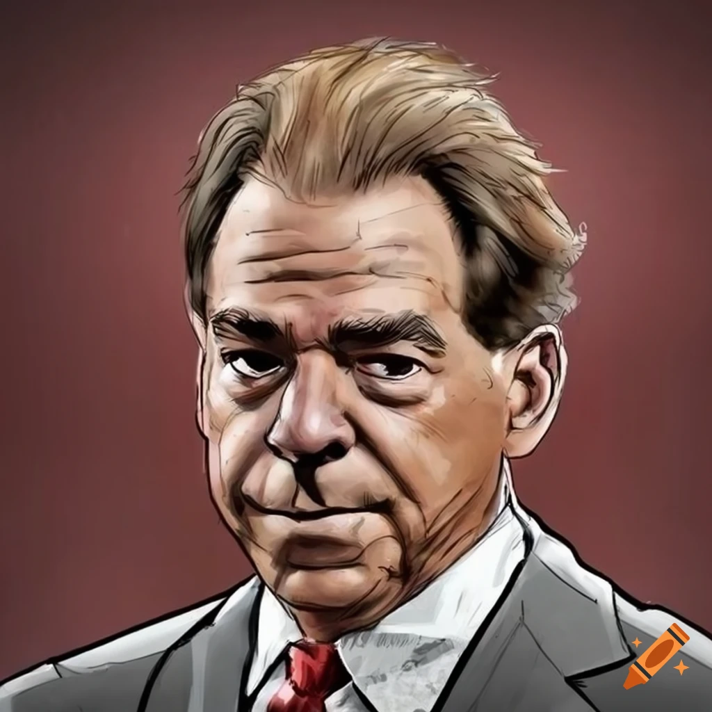 Cartoon of coach nick saban on Craiyon