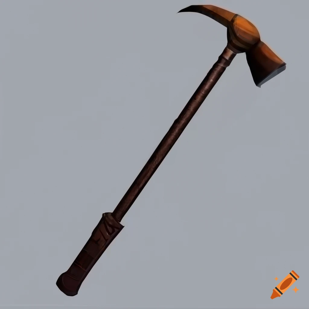 Digital art of an ornate garden hoe for a video game on Craiyon