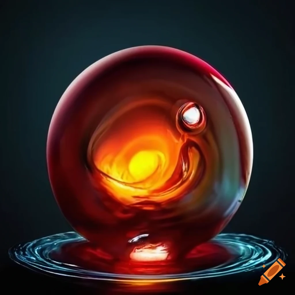 Sculpture of a shiny glass sphere with reflective light on Craiyon