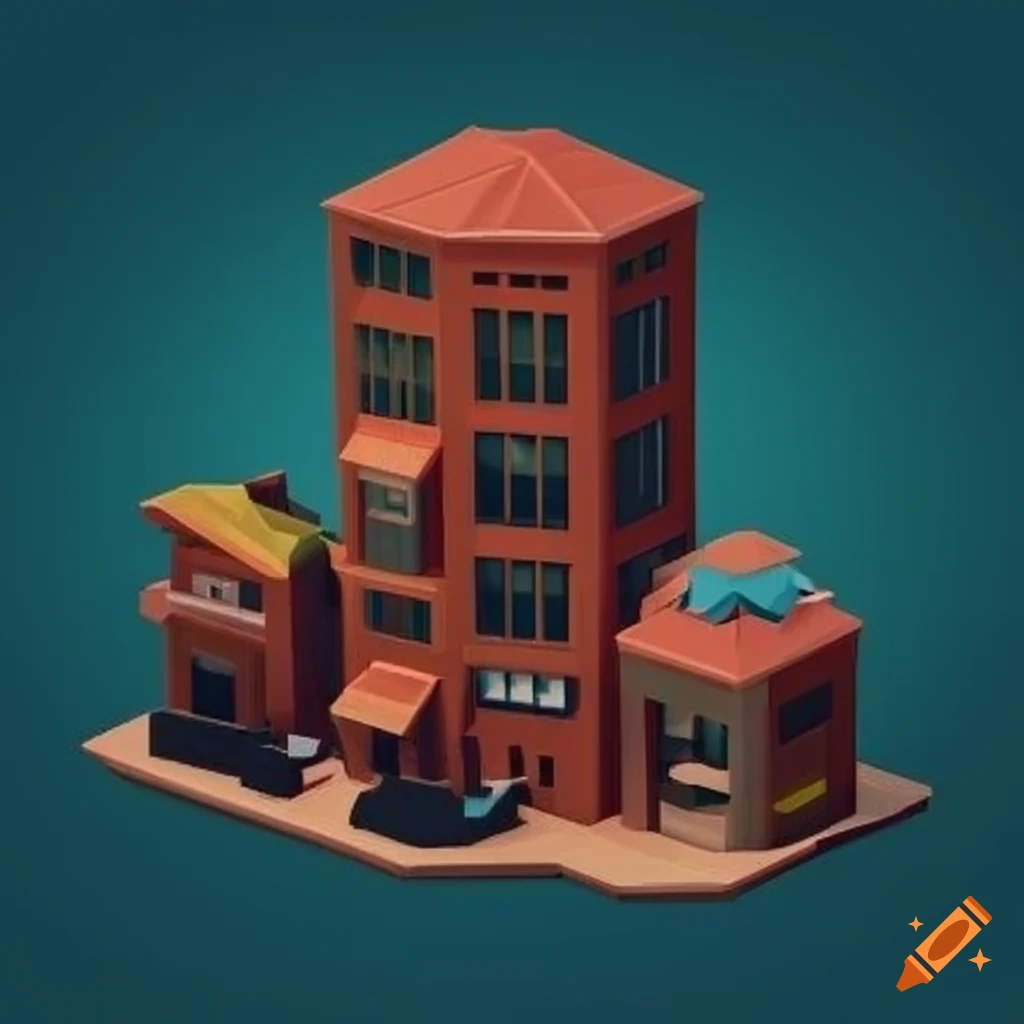 Low poly pixel art of a small city on Craiyon