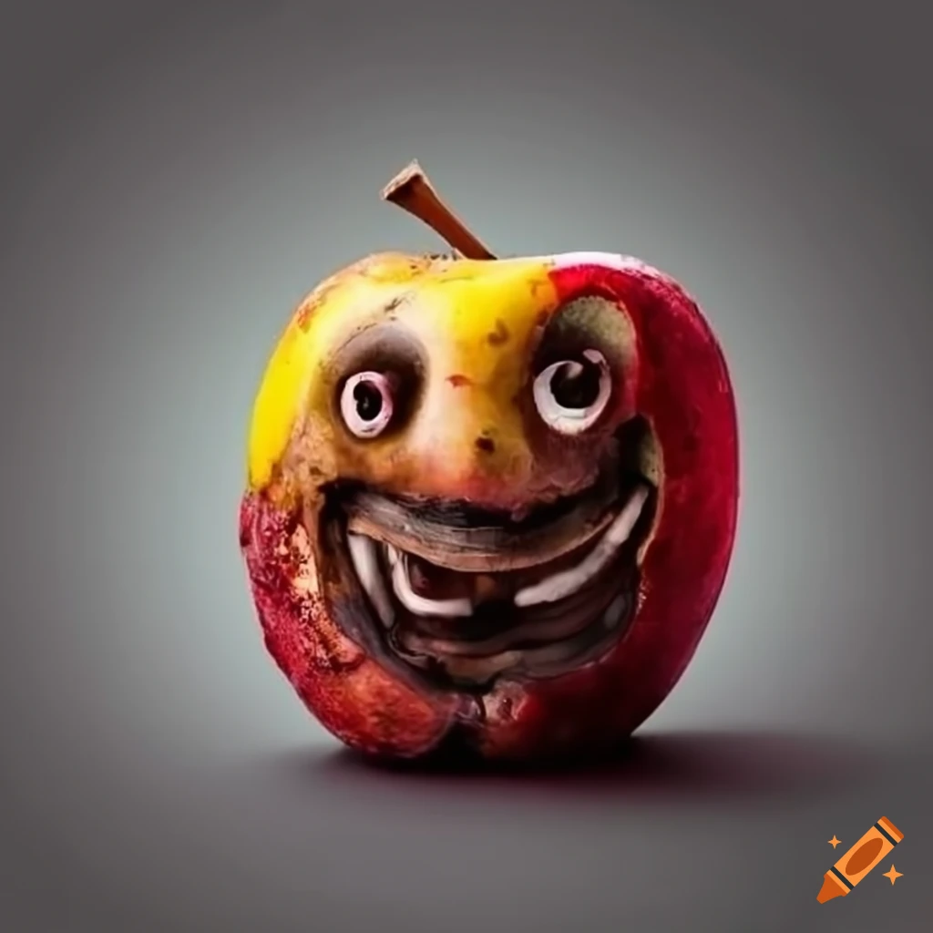 Smiling rotten apple on Craiyon
