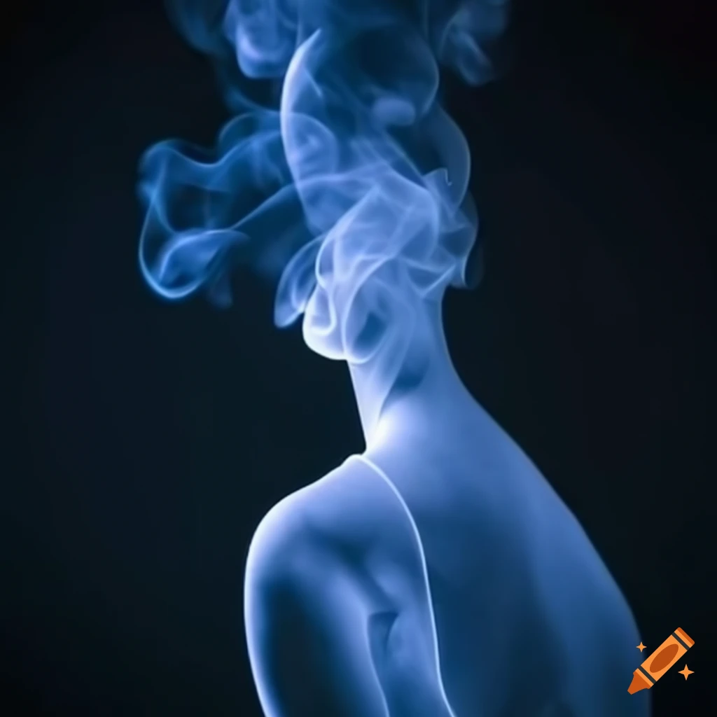 Artistic depiction of a female body in smoke on Craiyon